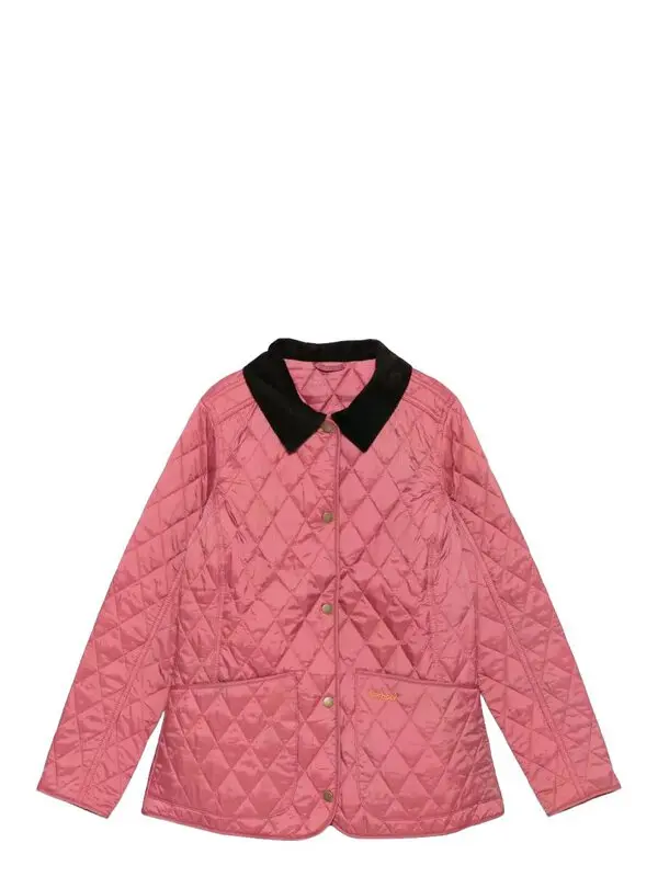 Barbour Quilted Jacket With Corduroy Collar - Pink