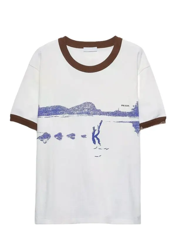 Prada Printed Cotton T-shirt - White
