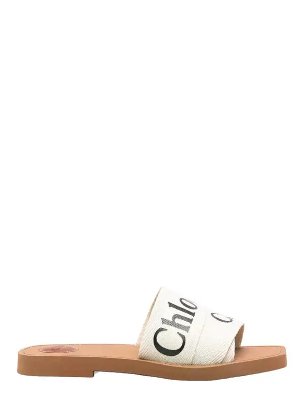 Chloé Woody Logo-detail Slides - Neutrals