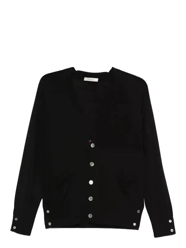 IVORY PARIS Button V-neck Cardigan - Black