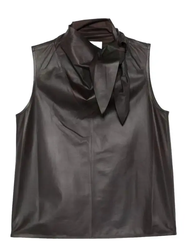 YVES SALOMON Sleeveless Lambskin Top - Brown
