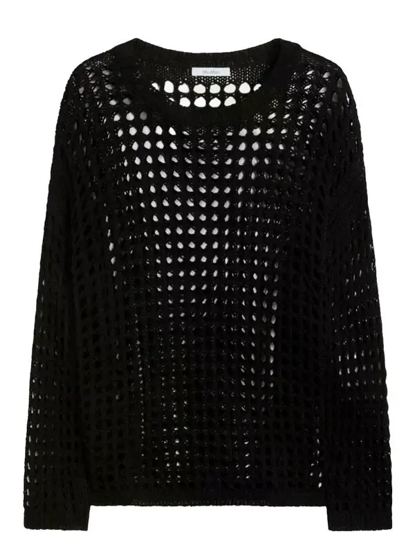 Max Mara Open-knit Long-sleeve Sweater - Black