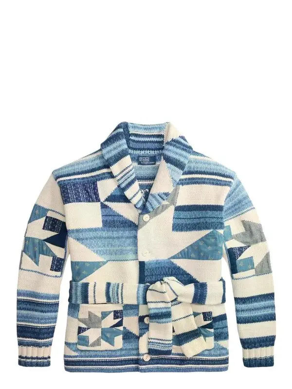 Polo Ralph Lauren Patchwork Shawl Collar Cardigan - Blue