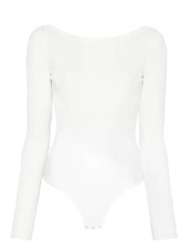 Elisabetta Franchi Long-sleeve Ribbed Bodysuit - White