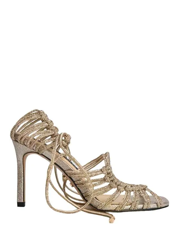 TWENTY FOURHAITCH Crystal-embellished Strappy Stiletto Sandals - Gold