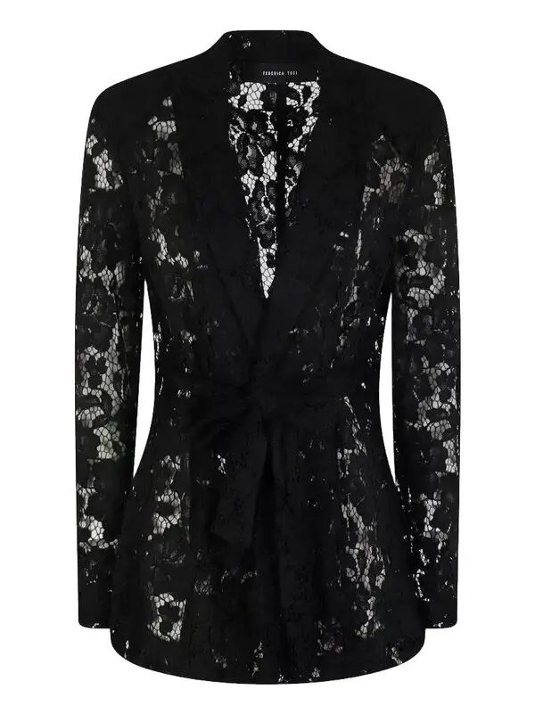 Federica Tosi Lace Tie Waist Jacket - Black