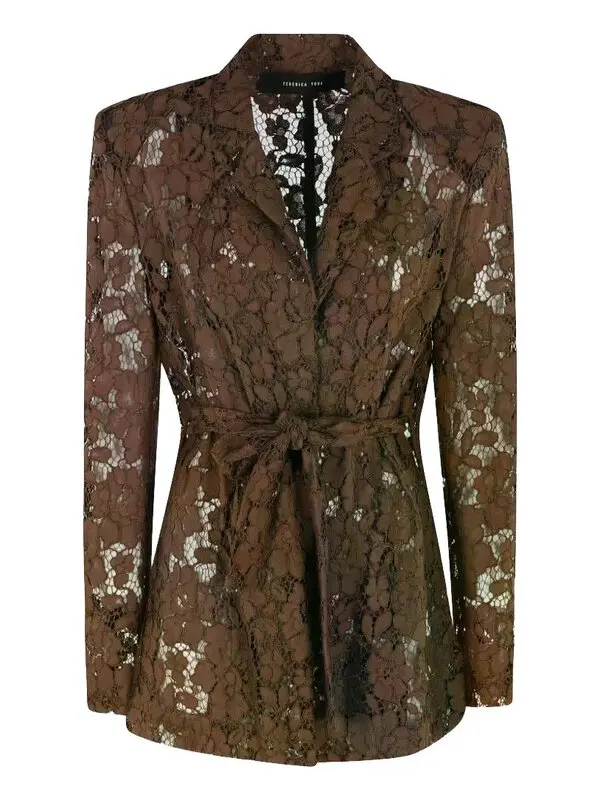 Federica Tosi Lace Belted Jacket - Brown