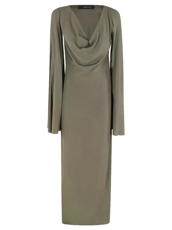 Federica Tosi Cowl Bell-sleeve Midi Dress - Green
