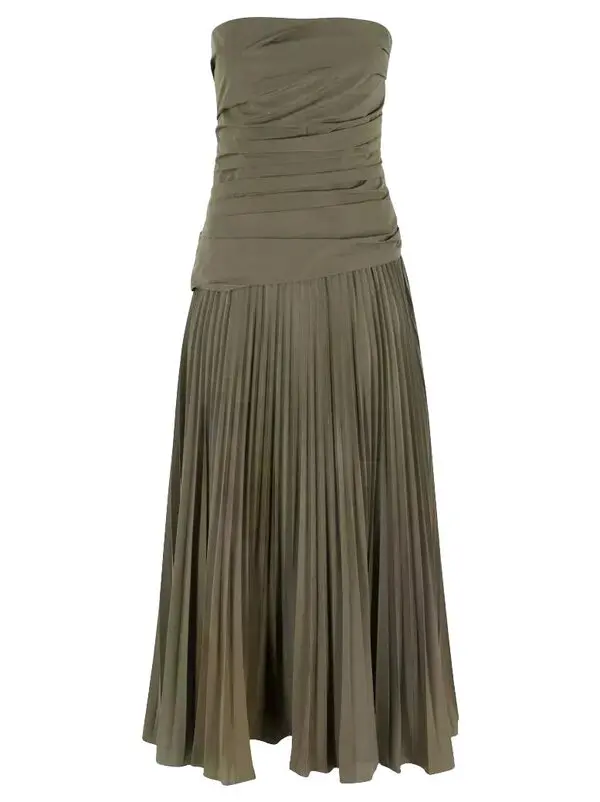 Simkhai Aria Pleated Strapless Dress - Green