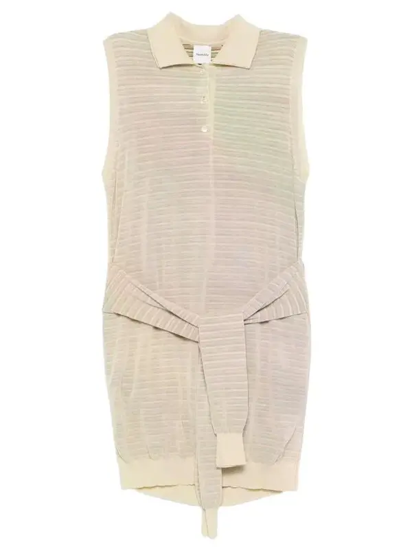 Nanushka Nila Striped Knitted Polo Dress - Neutrals