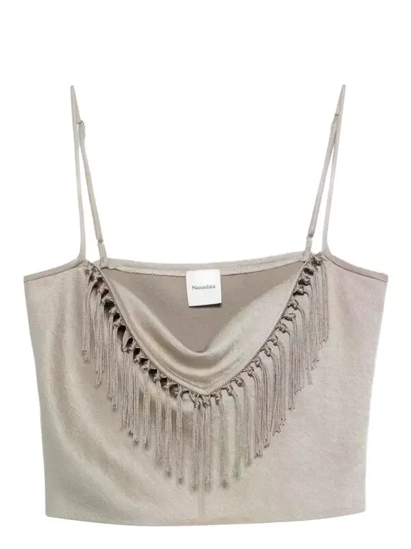 Nanushka Fringe-detail Sleeveless Top - Grey