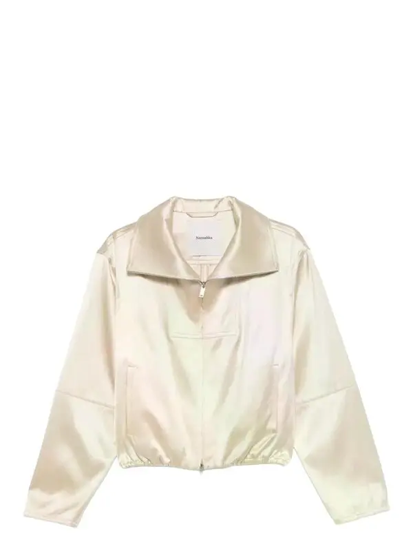 Nanushka Boxy Funnel Neck Jacket - Neutrals