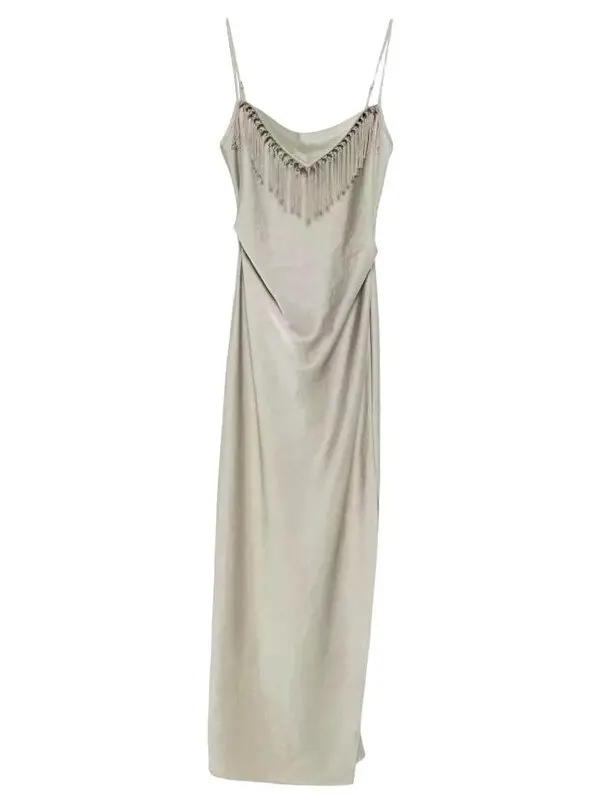 Nanushka Rachana Fringe Slip Midi Dress - Neutrals