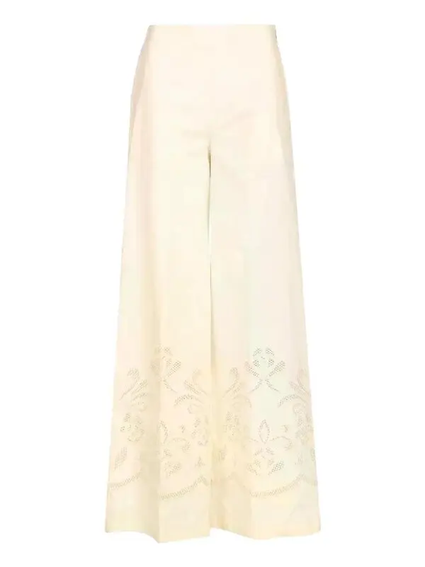 FORTE_FORTE Cropped Embroidery Trousers - Neutrals
