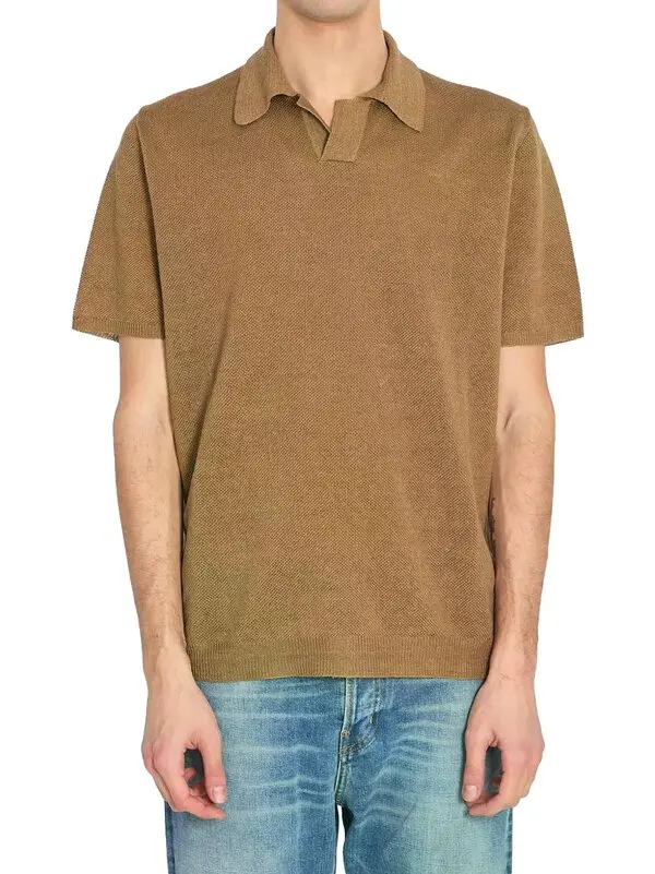 ROBERTO COLLINA Ribbed Short-sleeve Polo Shirt - Green