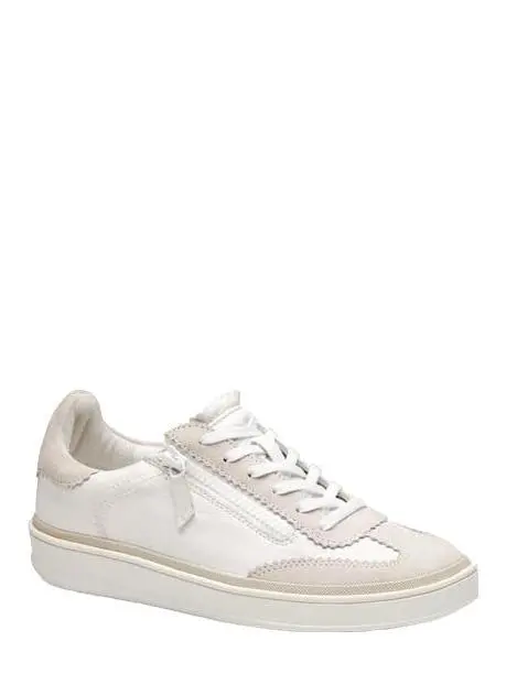 Johnston & Murphy Ashley Side Zip Sneakers - White Suede/glove Leather