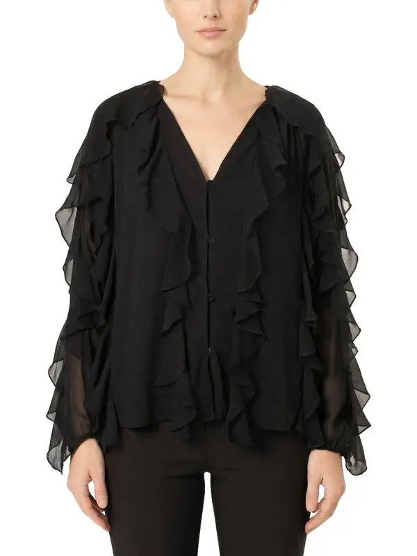 AREA STARS Flyn Ruffle Blouse - Black