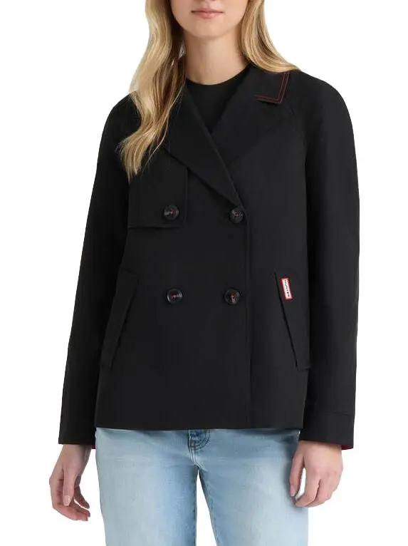 Hunter Tina Double Breasted Short Trench Coat - Black