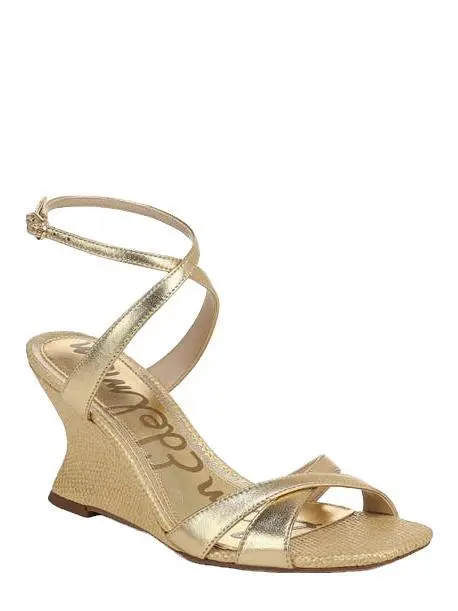 Sam Edelman Ankle Strap Wedge Sandal - Amber Gold
