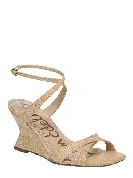 Sam Edelman Ankle Strap Wedge Sandal - Bleached Beechwood
