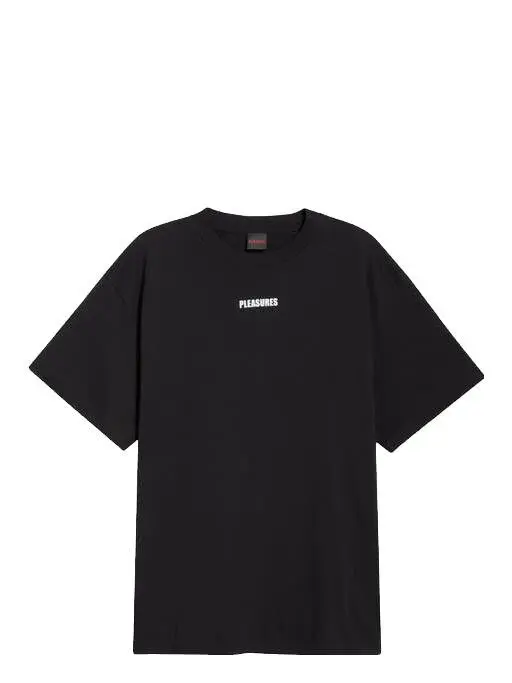 PLEASURES Wordmark Logo Cotton T-shirt - Black