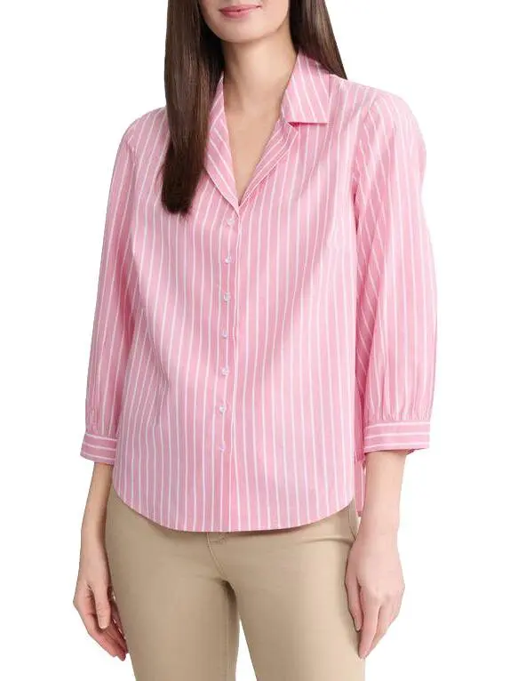Jones New York Stripe Button-up Shirt - Coral Canyon/natural White
