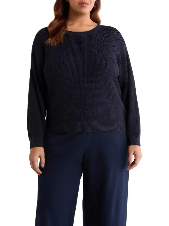 Eileen Fisher Waffle Knit Crewneck Sweater - Ink