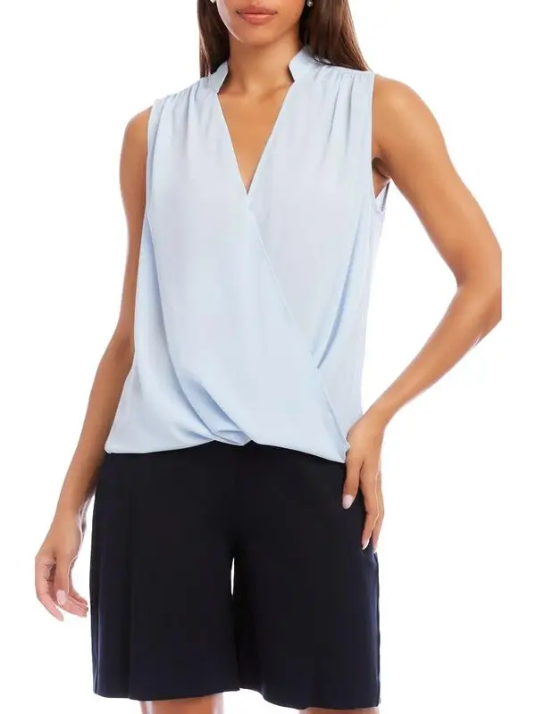 Karen Kane Sleeveless Crepe Top - Light Blue
