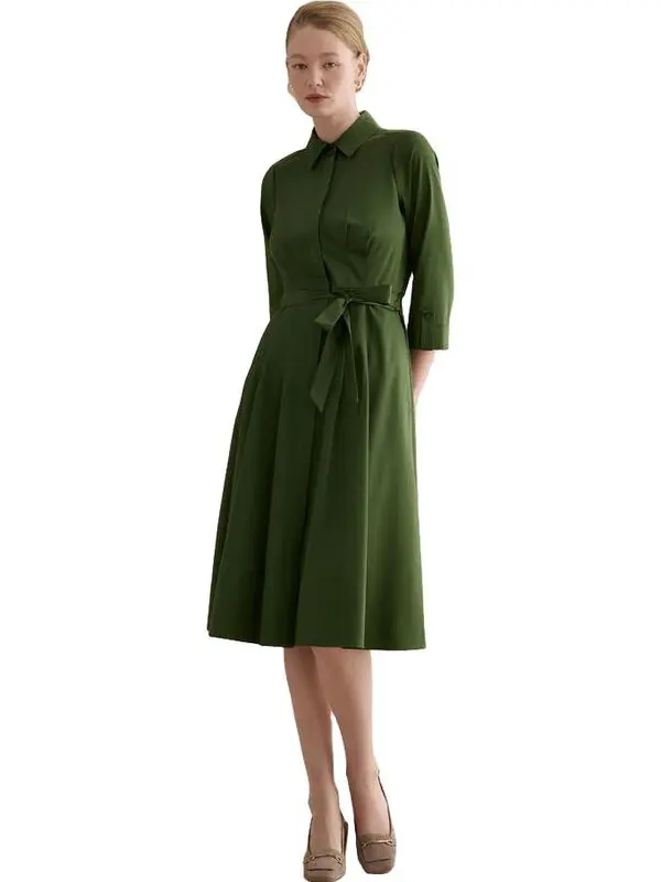HOBBS LONDON Brigitta Midi Shirtdress - Pine Green