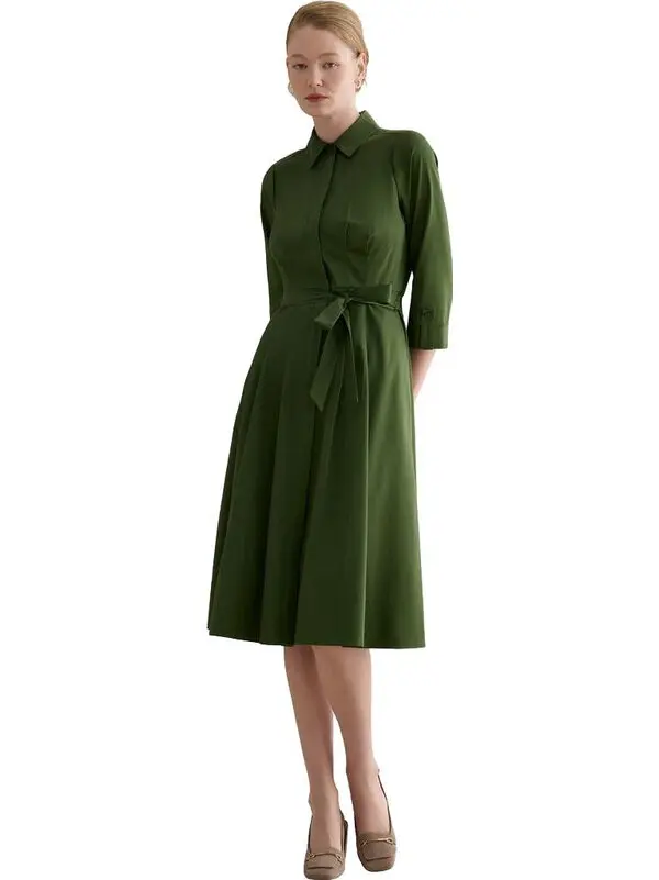 HOBBS LONDON Brigitta Midi Shirtdress - Pine Green