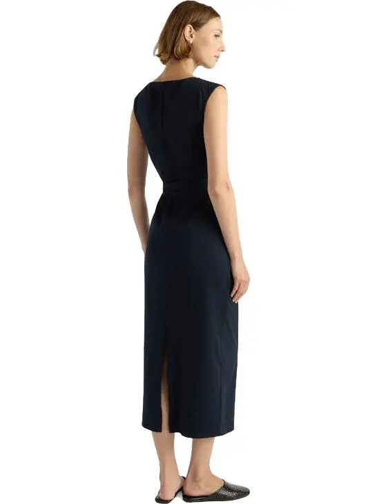 Modern Citizen Edina Tie-front Slit-neck Dress - Deep Navy