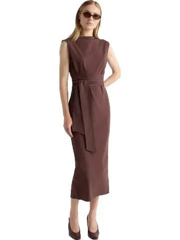 Modern Citizen Edina Tie-front Slit-neck Midi Dress - Mulberry