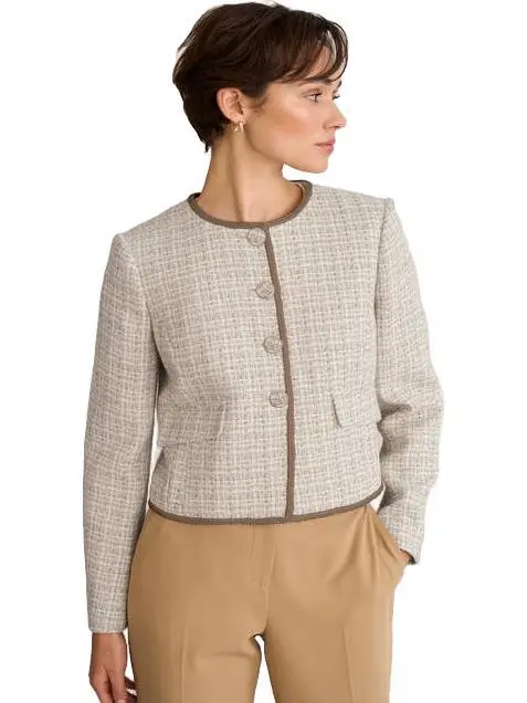 HOBBS LONDON Carey Tweed Jacket - Camel Ivory