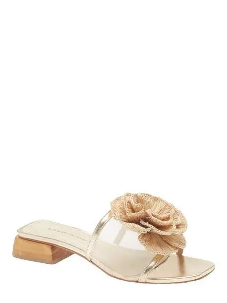 KOKO + PALENKI Ana Floral Slide Sandal - Gold Light-raffia Flower