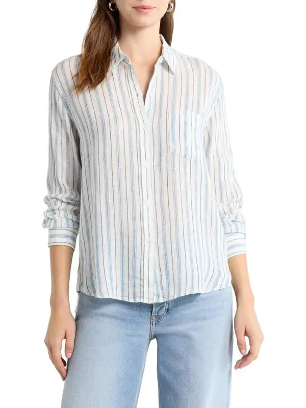 Rails Charli Stripe Linen Blend Shirt - Windward Stripe