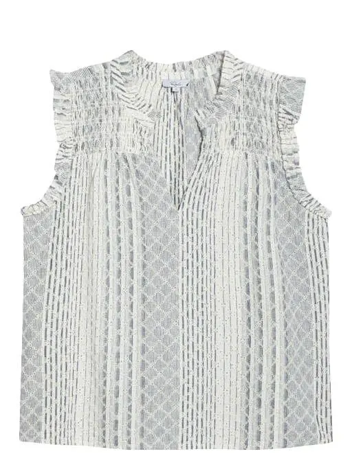 Rails Arlene Eyelet Embroidered Linen Blend Top - Striped Eyelet