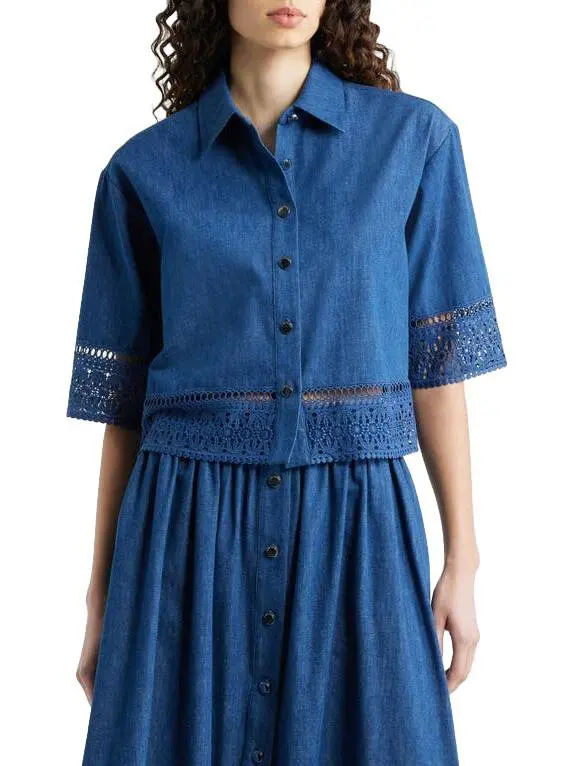 Elie Tahari Laylee Denim Shirt - Dark Denim