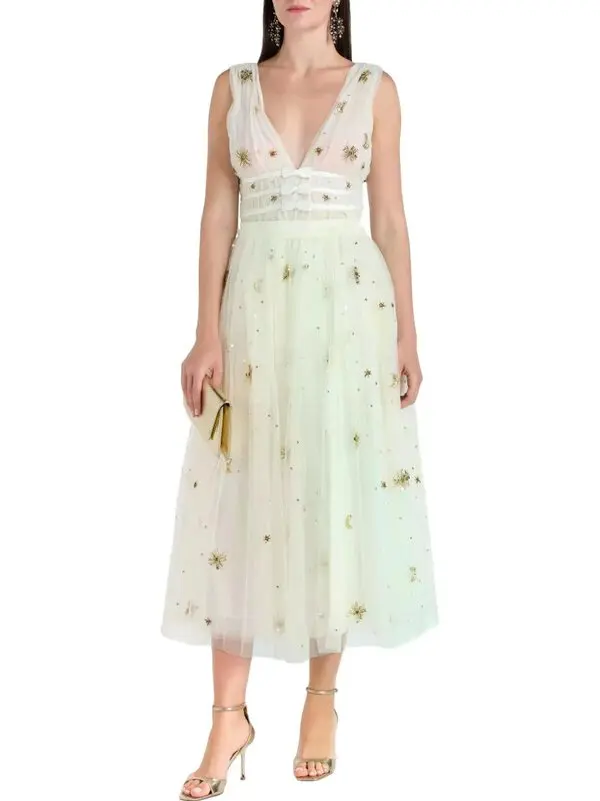 LoveShackFancy Embellished Midi Skirt - Neutrals