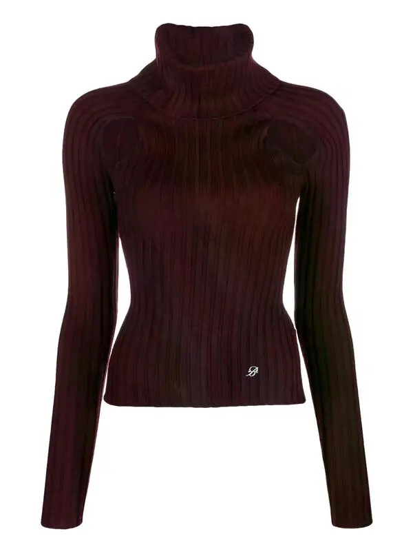 Blumarine Ribbed-knit Cut-out Sweater - Red