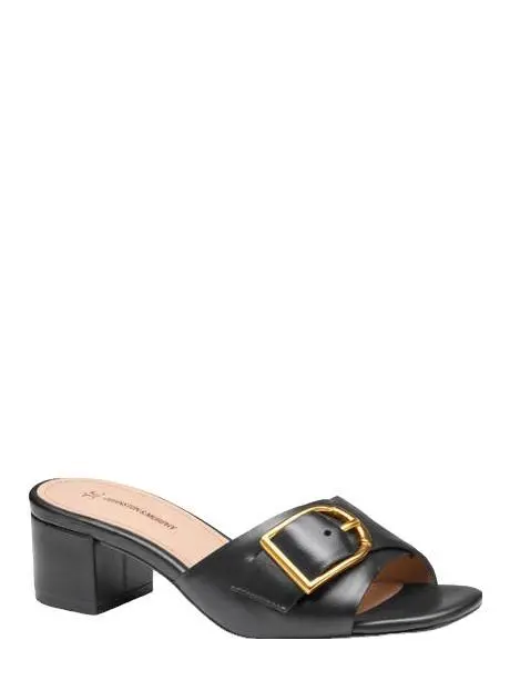 Johnston & Murphy Edith Buckle Slide Sandal - Black Glove Leather