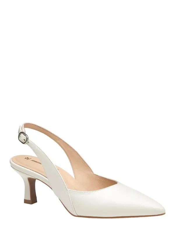 Johnston & Murphy Lindsey Slingback Kitten Heel Pumps - White Glove Leather
