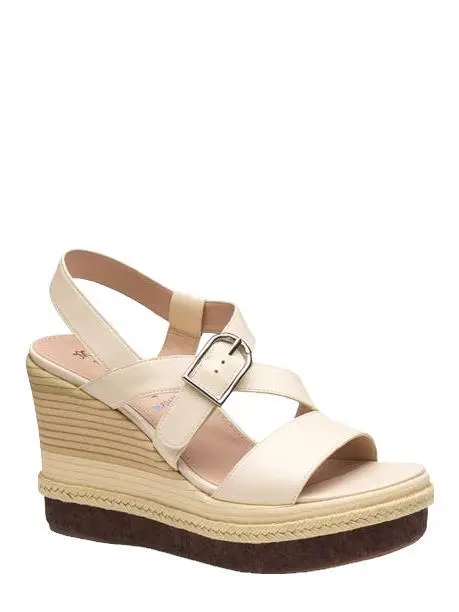 Johnston & Murphy Addison Asymmetric Slingback Wedge Sandal - Bone Nappa Leather