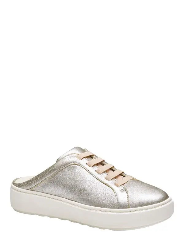 Johnston & Murphy Cammie Platform Sneaker Mule - Gold Metallic Sheepskin