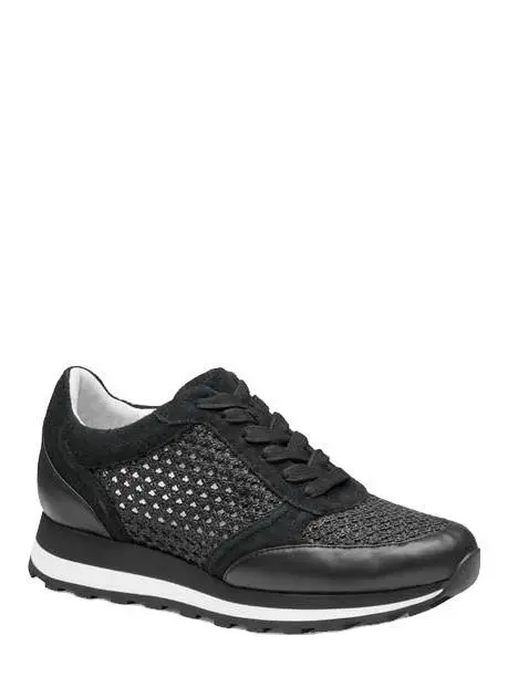 Johnston & Murphy Piper Knit Panel Sneaker - Black Suede/crochet