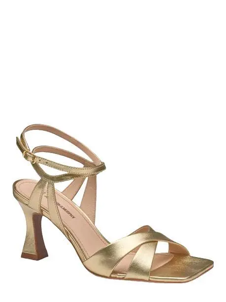 Johnston & Murphy Christine Ankle Strap Sandals - Gold Metallic Sheepskin