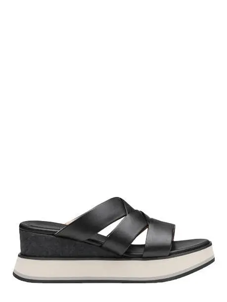 Johnston & Murphy Colleen Platform Wedge Slide Sandal - Black Nappa Leather