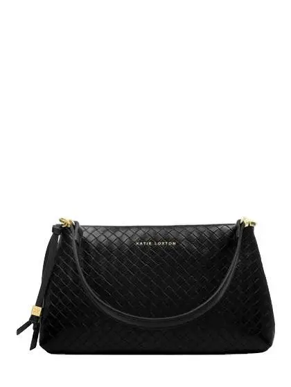 KATIE LOXTON Nova Woven Texture Clutch - Black