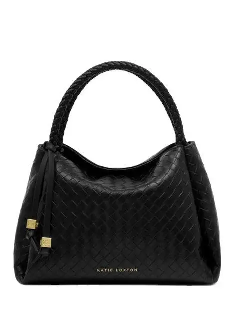 KATIE LOXTON Nova Woven Texture Top Handle Bag - Black