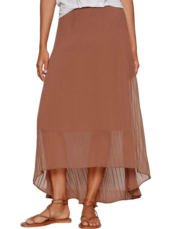Sanctuary Pleated High-low Midi Skirt - Mud Bath Brown