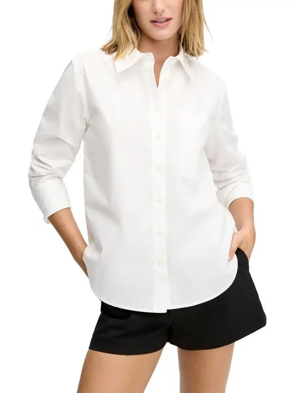 Sam Edelman Side Button Cotton Button-up Shirt - Bright White